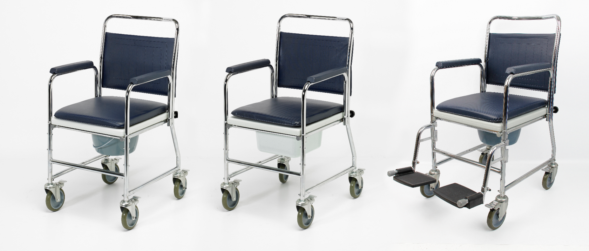 Homecraft Chrome Plated Steel Wheeled Commode | Performance Health®